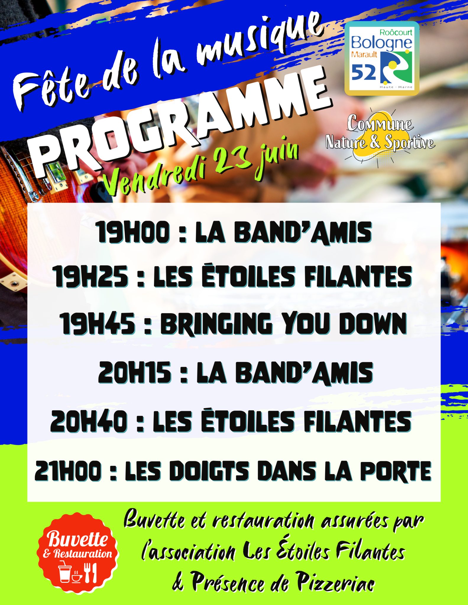 Programme de la Fête de la Musique vendredi 23 Juin Place de la Mairie ...